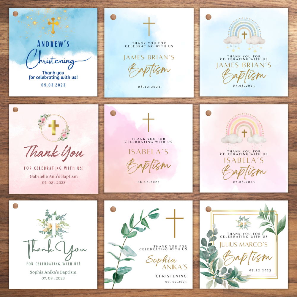 20pcs Christening Tag for Girl / Boy | Baptismal Tag | Thank You Tag ...