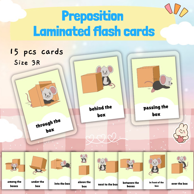 Preposition english educational laminated flash cards for kids | Shopee ...