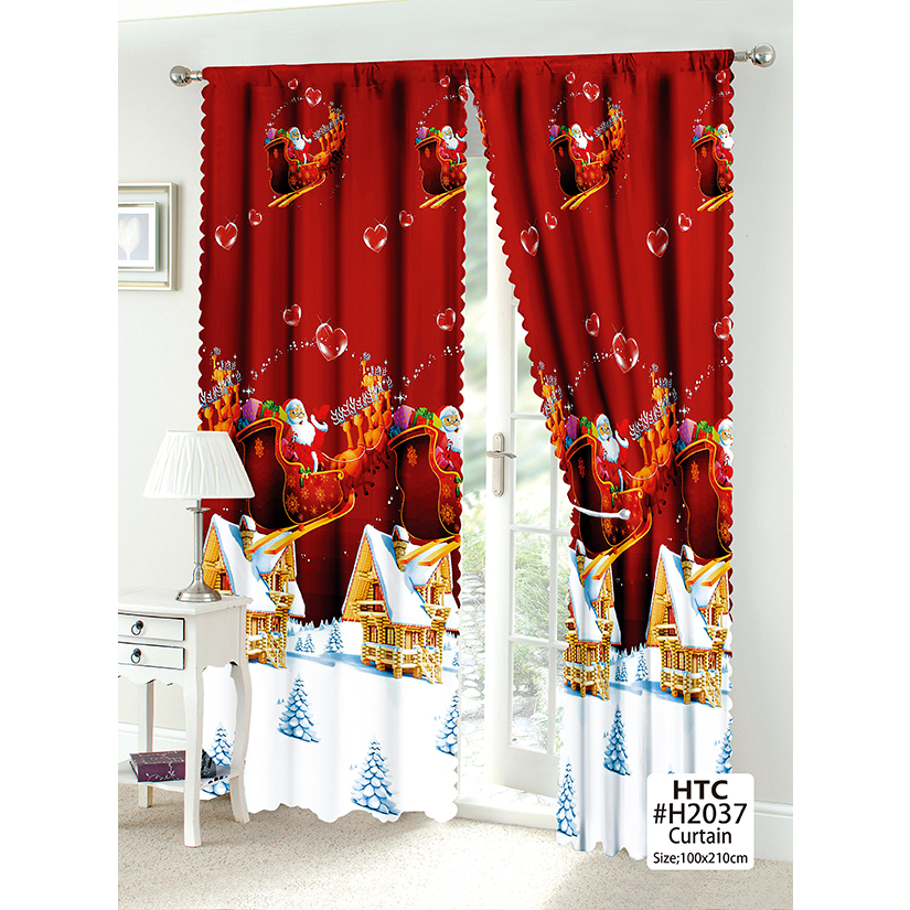 1PCS New Sale Christmas Curtain Home Decor Room Window Red Green ...