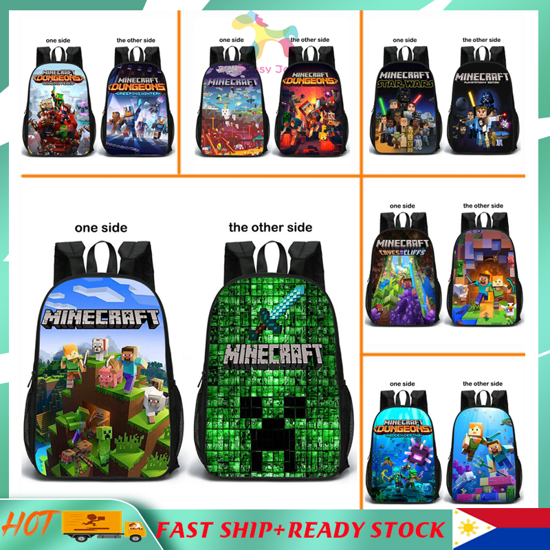 Minecraft School Bag Double Sided Student Schoolbag Minecraft Bag For ...