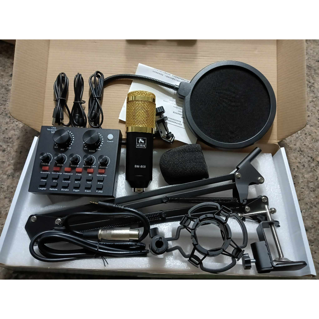 100% ORIGINAL BM 800 Condenser Microphone Set with V8 Soundcard ...
