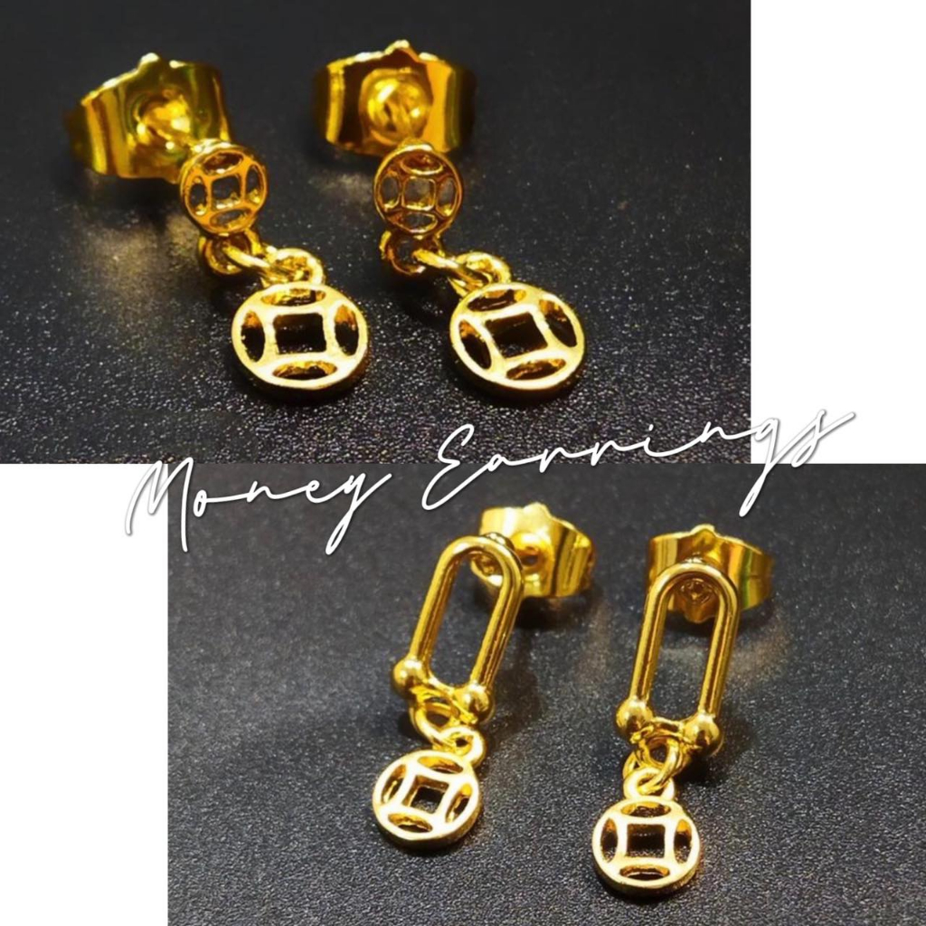 Coin Money Earrings For Women Gold Plated Coin Stud Drop Hoop Earring ...
