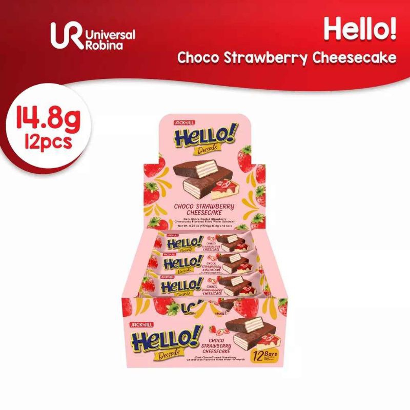 Hello Desserts Choco Strawberry Cheesecake 12 Bars | Shopee Philippines