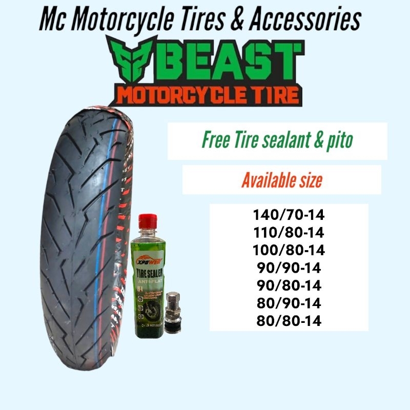 BEAST TIRE TUBELESS SIZE 14(Free Sealant & pito) | Shopee Philippines
