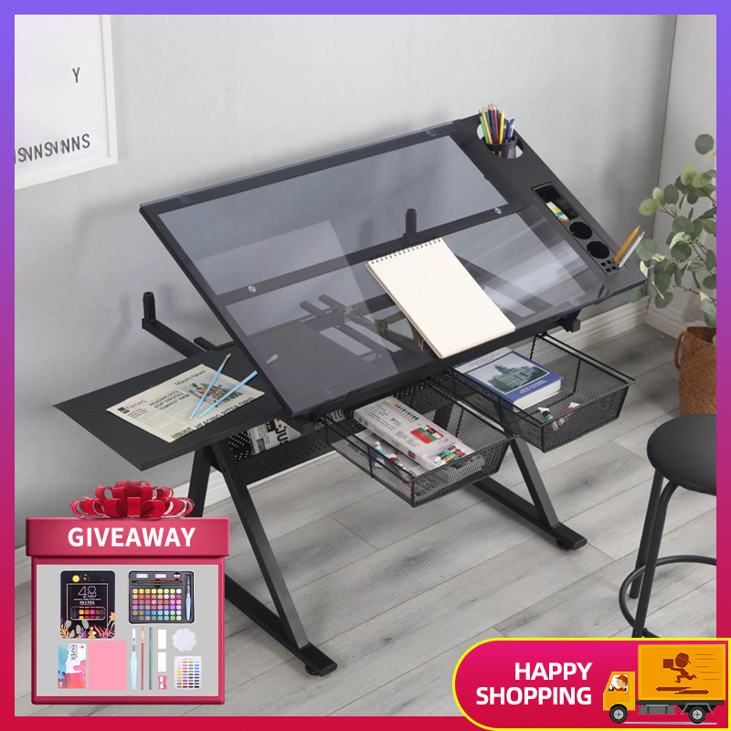 Glass studio art painting desk and chair set for middle school students ...