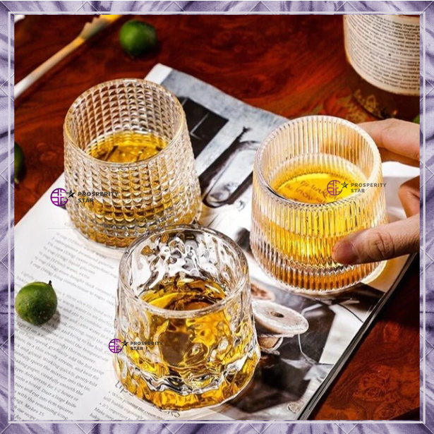 [6PCS] Spinning Cyrstal Glass Clear Rotating Whisky Drinking Shot Glass ...