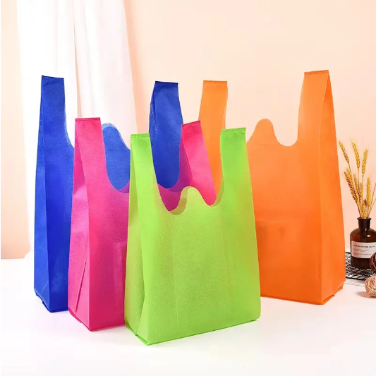 50 pcs Sando Eco Bag Plain reusable tote bag Non-woven shopping vest ...