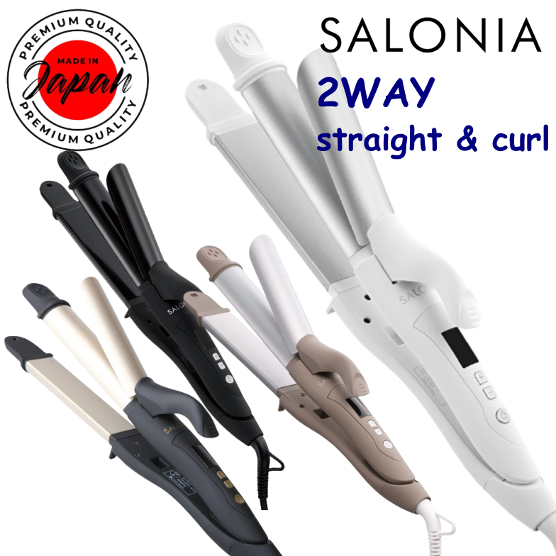 SALONIA | 2WAY Straight & Curl Hair Iron 32mm Professional Specification 220℃ SL-002 Compatible ...