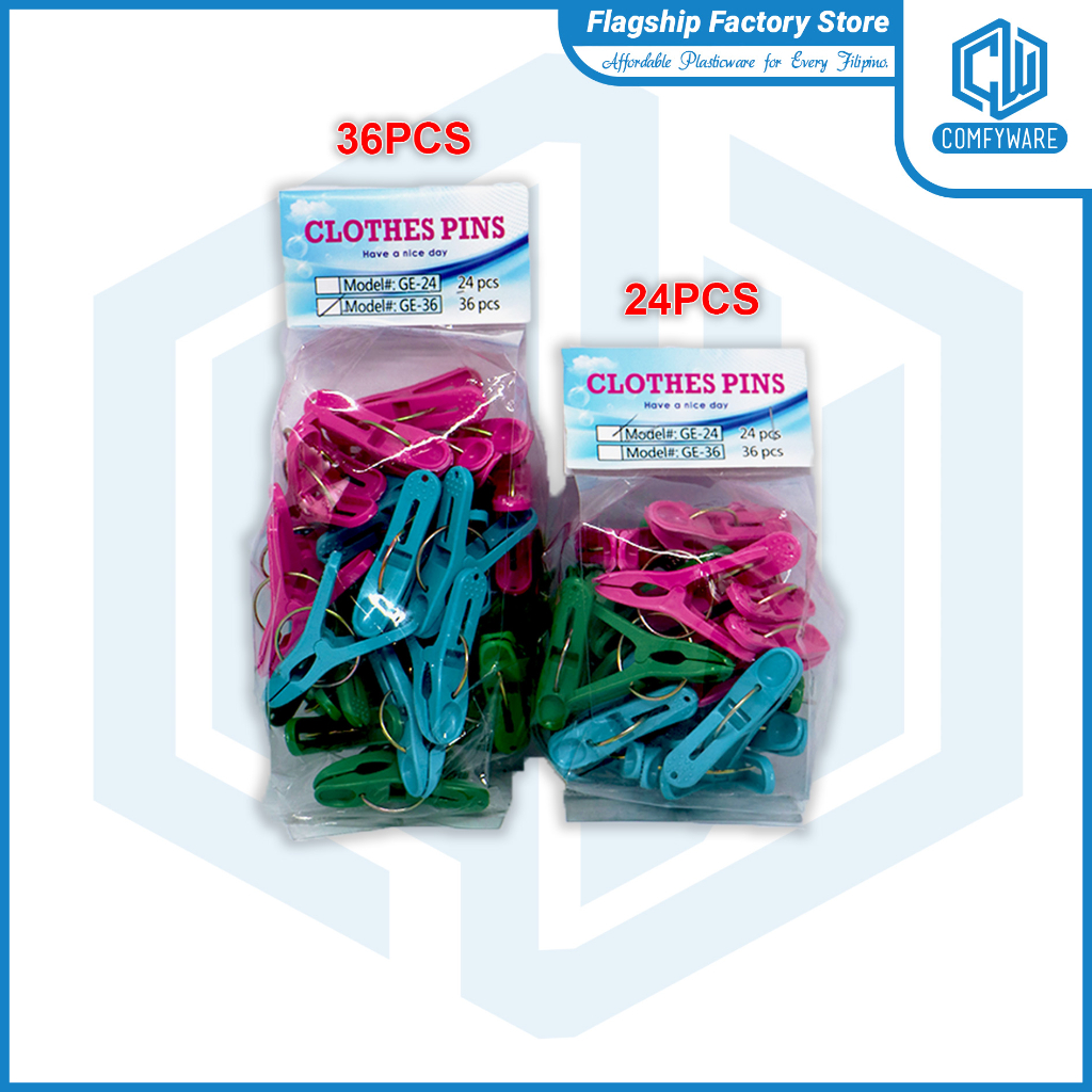 24 or 36 pcs. CLOTHES PINS (SIPIT) A6 CLIP assorted in color | Shopee ...