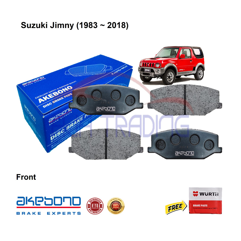 Genuine Akebono Front Brake Pads for Suzuki Jimny (1983 ~ 2018) w/ WURTH Brake Paste | Shopee ...