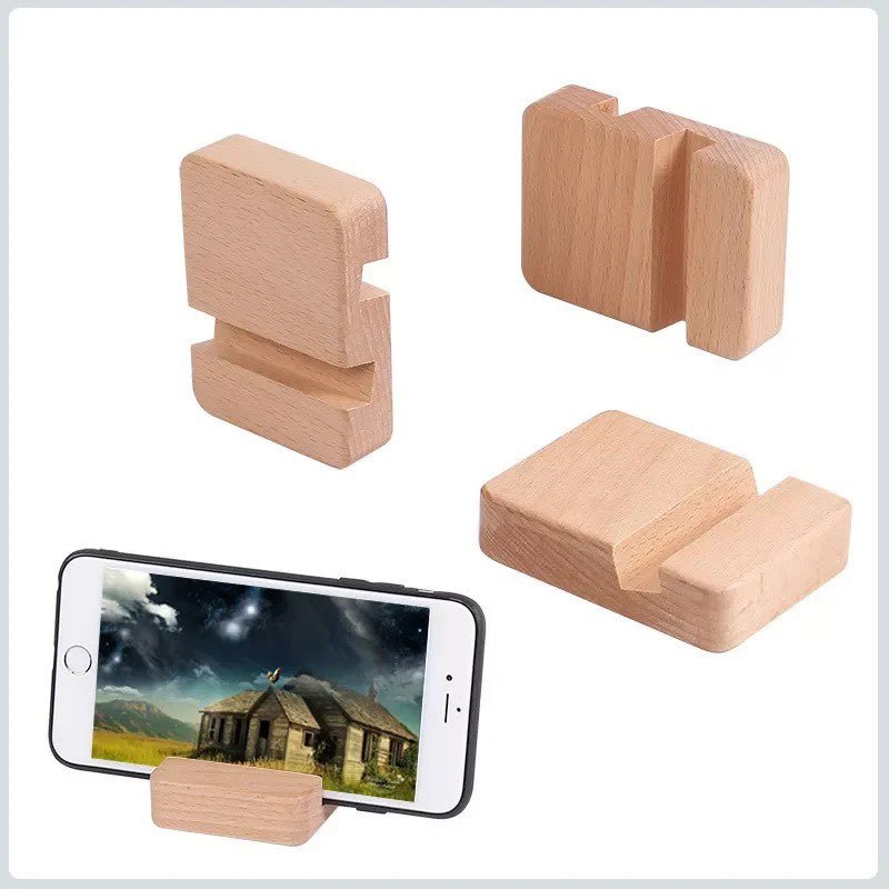 1pc Wooden Phone Stand Beech Phone Holder 8x6x2cm | Shopee Philippines