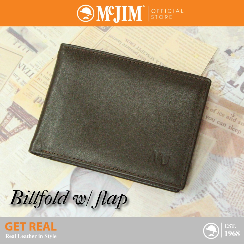 MJ by McJim Leather Billfold Wallet With Flap | Shopee Philippines