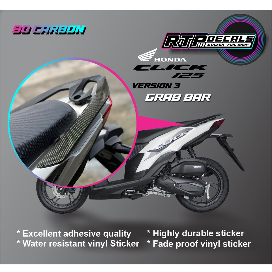 HONDA CLICK 125 V3 GRAB BAR CARBON FIBER DECALS STICKER(NEW PRODUCT ...