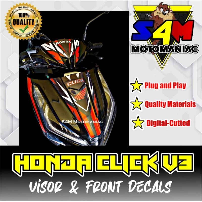 HONDA Click v3 VISOR + V FRONT Decals / Sticker ~Laminated~ | Shopee ...