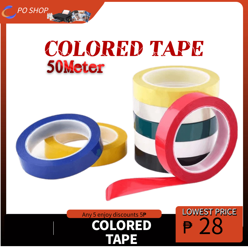Colored Packaging Tape 12/18/24/36MM x 50M Colored Adhesive Packaging ...