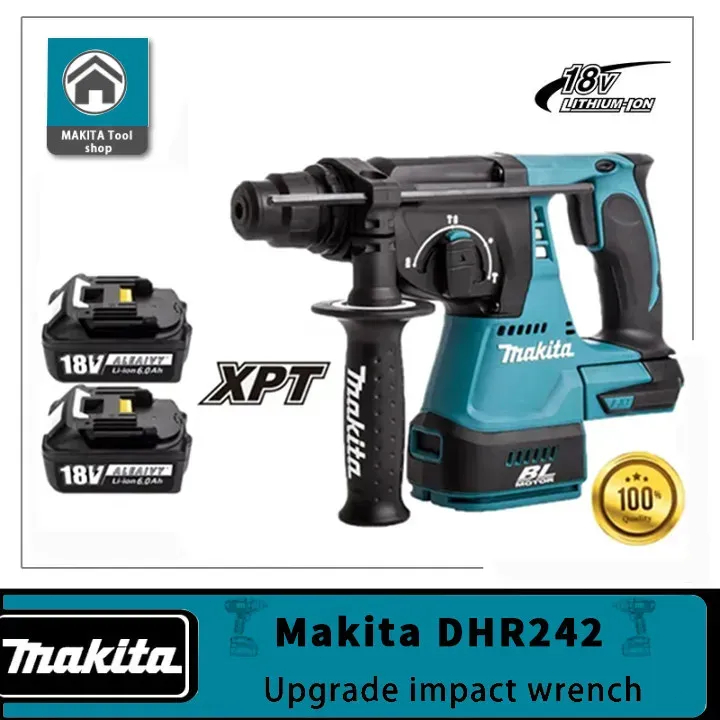 Makita DHR242 18V 24mm Cordless Rotary Hammer Drill Kit with Two 6.0Ah ...