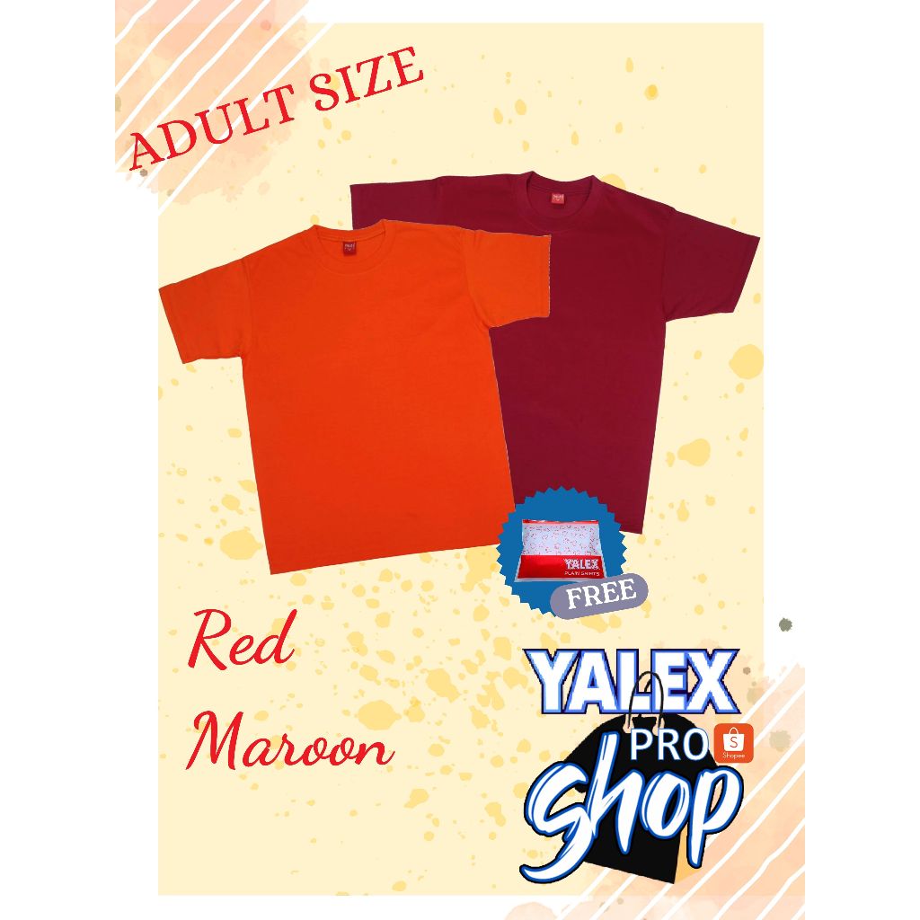 YALEX T-SHIRTS PLAIN RED SERIES /ADULT/ RED LABEL ROUND NECK | Shopee ...