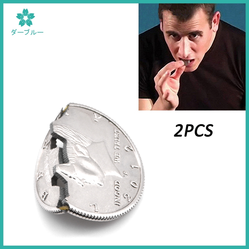 2pcs Close Up Bite Out Restore Coin Two -off Dollar Bite Coins Magic ...