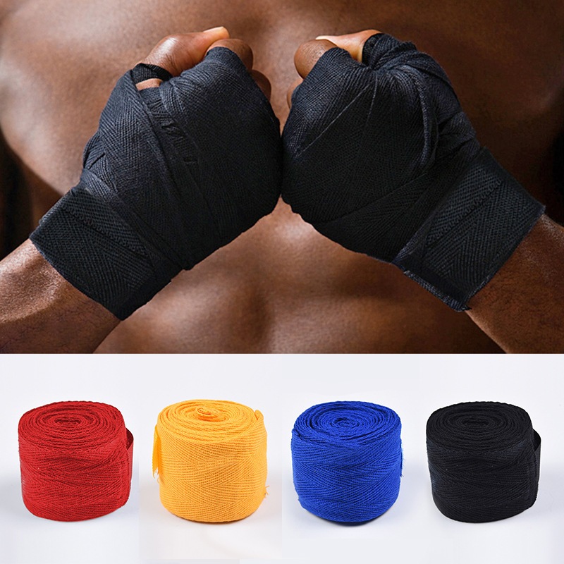 2.5/5M Cotton Boxing Bandage Hand Gloves Wrist Wraps Elastic Belt ...