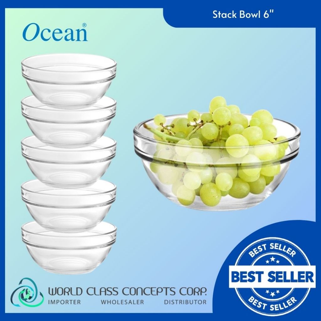 Ocean Glassware Stack Bowl Dish Bowl Dessert Bowl Soup Dip 15.2 Cm (SET ...