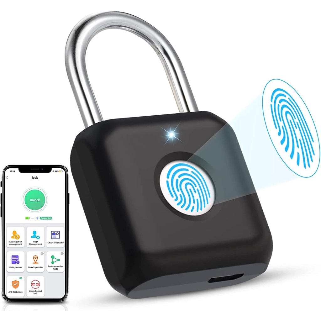 Waterproof Padlock Smart Fingerprint Padlock With Key Heavy Duty Door ...