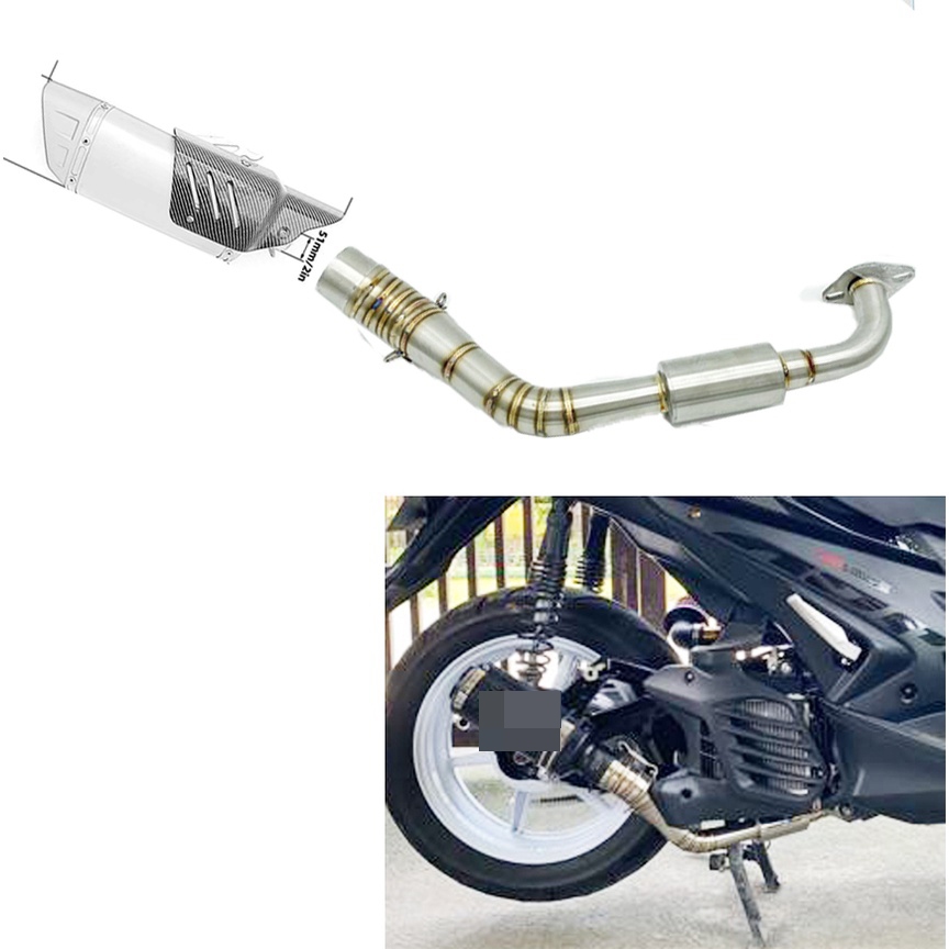 Elbow Pipe Compatible Aerox 155 Catalytic Silencer Header Exhaust Ekzos ...