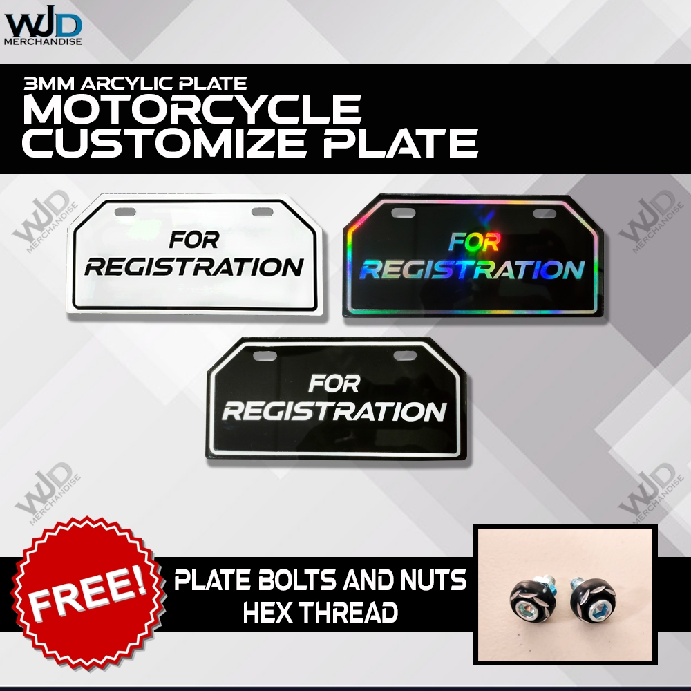 For Registration 3mm Acrylic Motorcycle Plate Temporary Plate (FREE ...