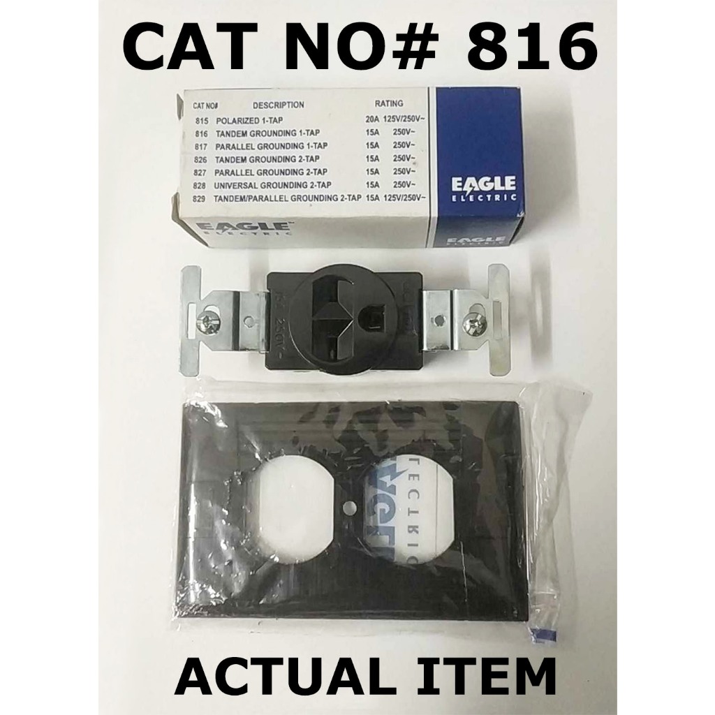 ORIGINAL EAGLE CAT NO# 816 TANDEM GROUNDING 1-TAP 15A 250V RECEPTACLE ...