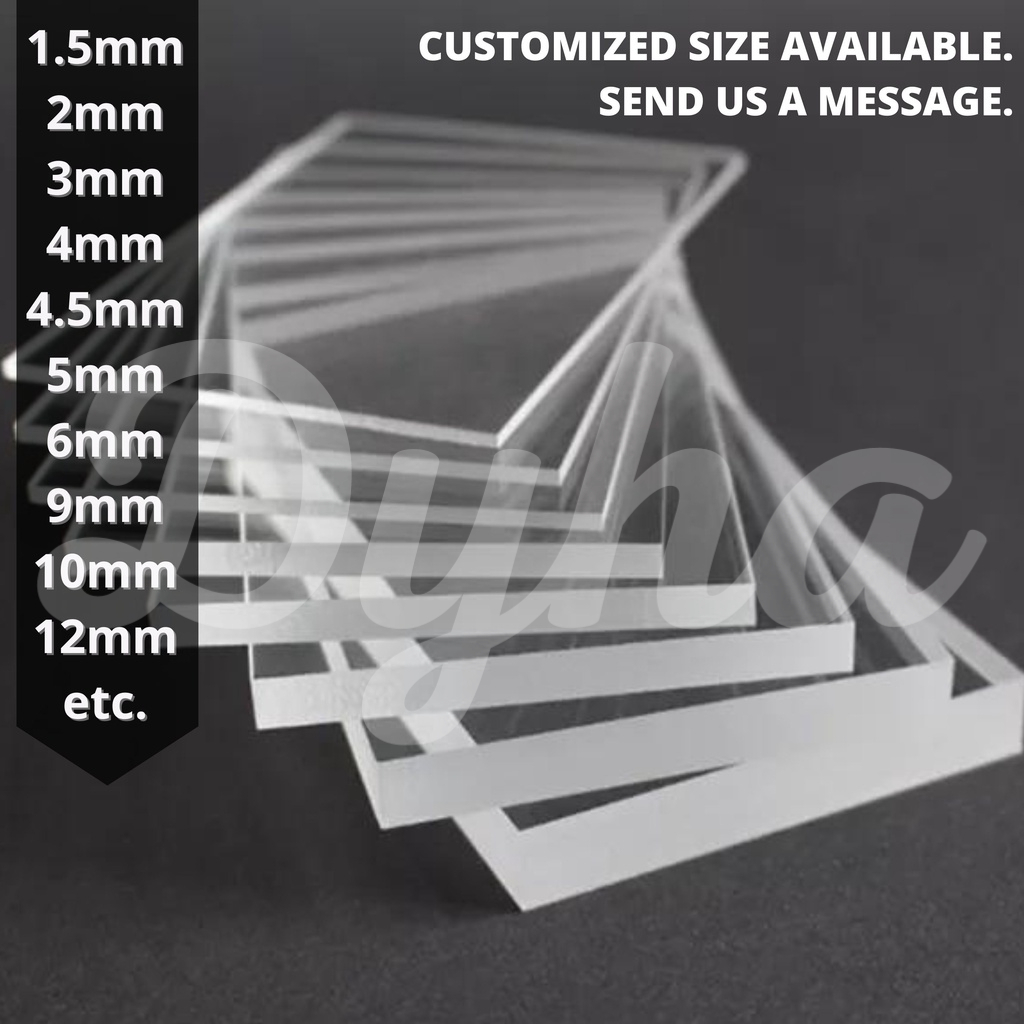 Clear ACRYLIC Sheet Precut Sizes (Grp 6) (2, 3, 4, 4.5 mm thickness ...