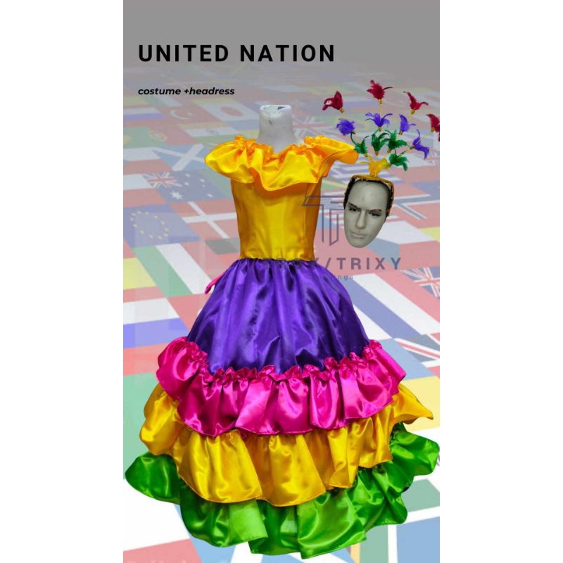united nations costume costarica/Brazil/mexico/Argentina | Shopee ...