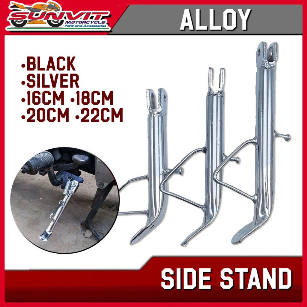 MOTORCYCLE SIDE STAND 16cm/18cm/20cm/22cm/24CM BLACK SILVER | Shopee ...