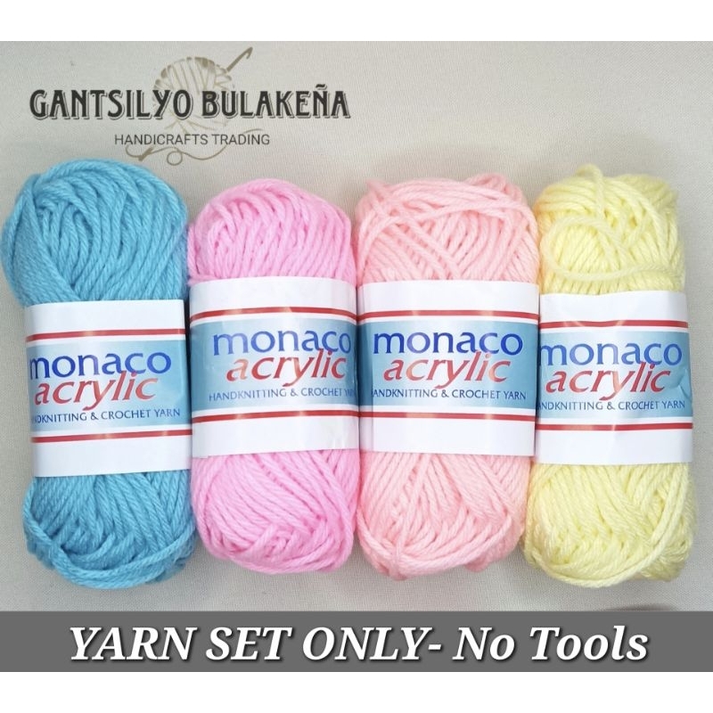 Crochet Yarn Set Only NO TOOLS Monaco Acrylic 18g x 4 rolls | Shopee ...
