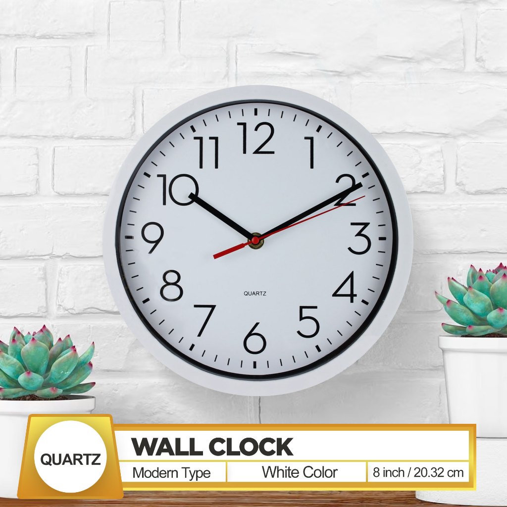 Quartz Wall Clock 20cm diamater (8 inches) | Shopee Philippines