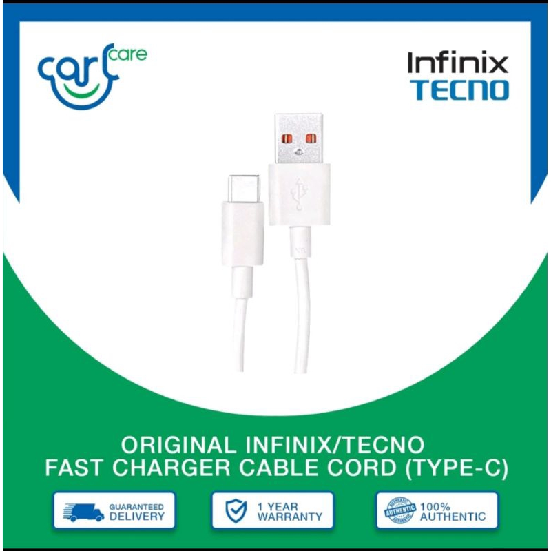 Original Infinix-Tecno Fast Charger Cable Cord (Type-C) | Shopee ...