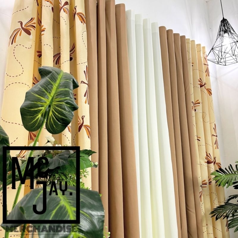 MCJAY - 5in1 Brown/ Mocha Mousse Bird Ring Curtain Set (6ft/6.6ft/7ft ...