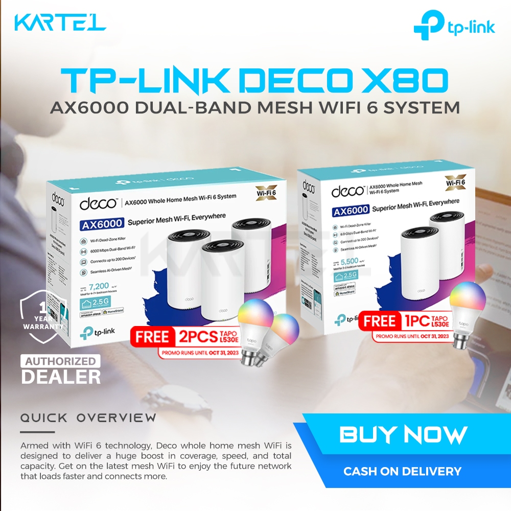 TP-Link Deco X80 AX6000 Dual-Band Mesh WiFi 6 System | Shopee Philippines