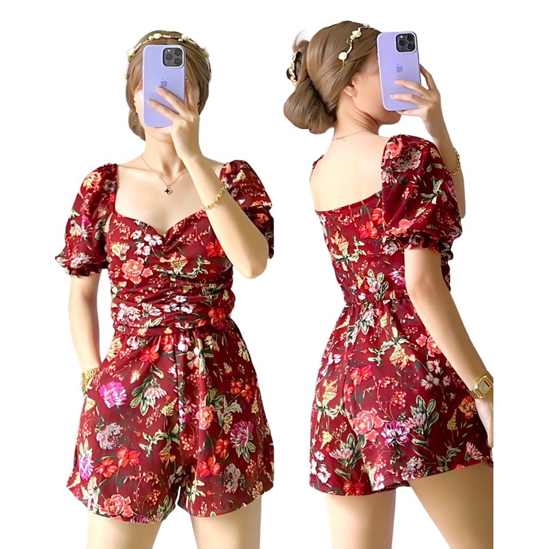Carla pocket floral romper | Shopee Philippines