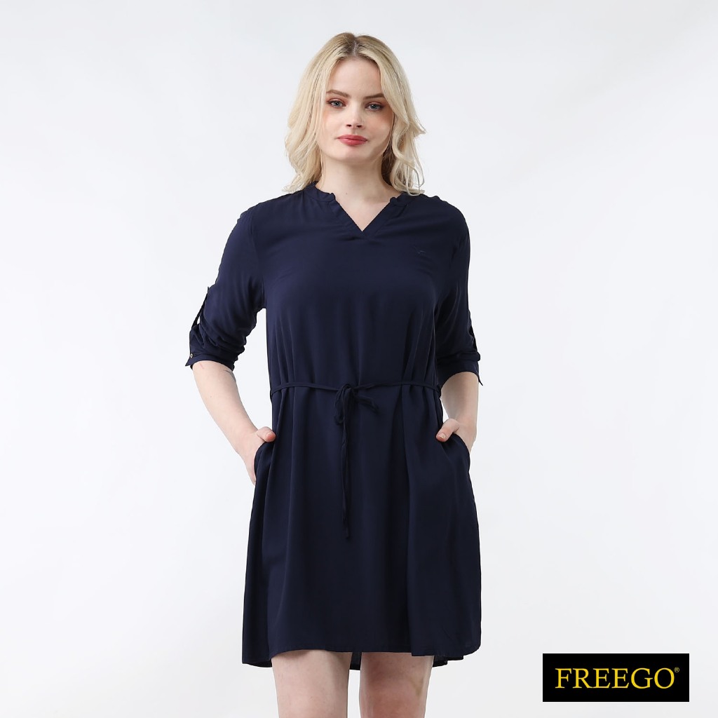 Freego Ladies Woven Plain Rayon 3/4" Dress AST08-0041 | Shopee Philippines