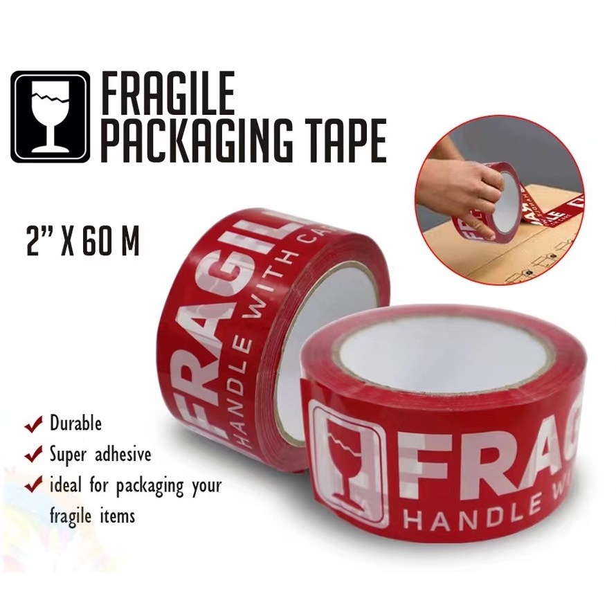 100mSticky Label Red Fragile Warning Label Sticker Fragile Handle with ...