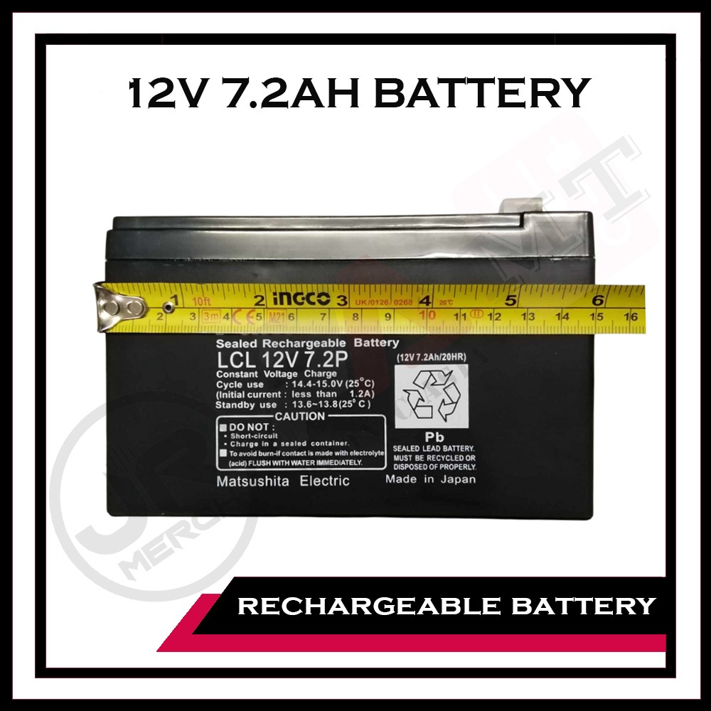 12 Volts Rechargeable Battery Sealed Lead Acid 12V 7.2Ah 20Hr (RB-12V ...