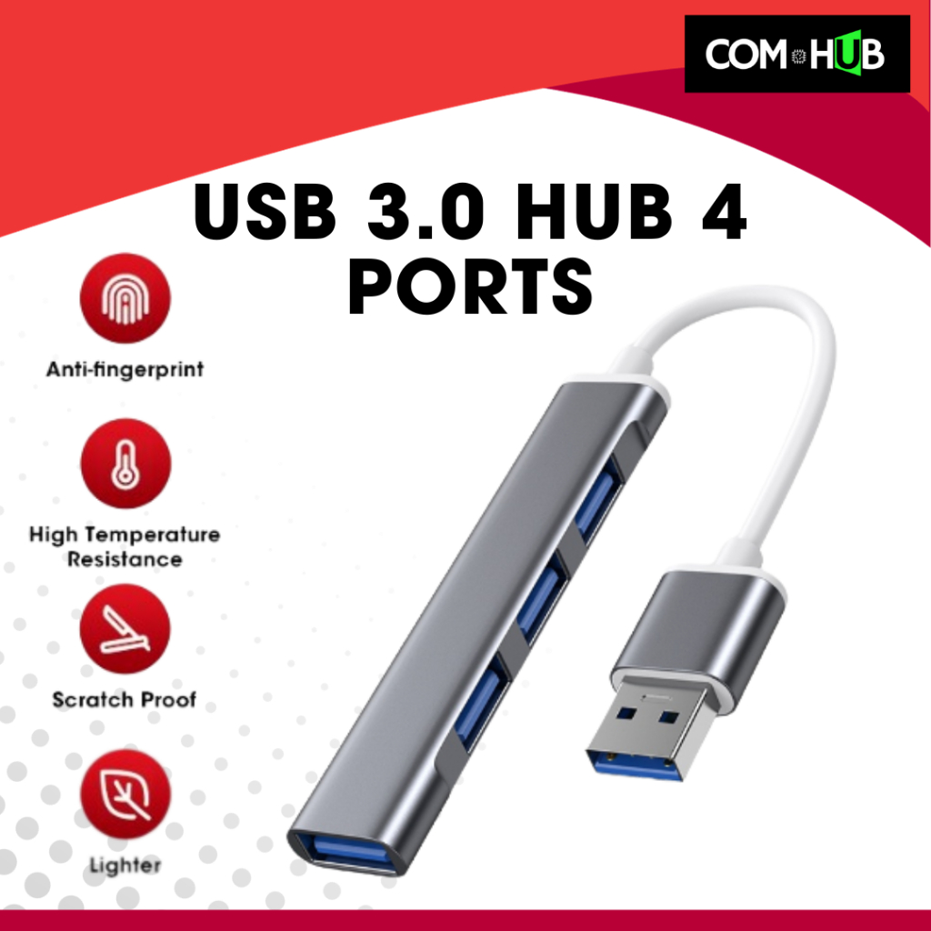 Com Hub PC | USB 3.0 Hub 4 Ports High Speed Splitter Adapter Multi ...