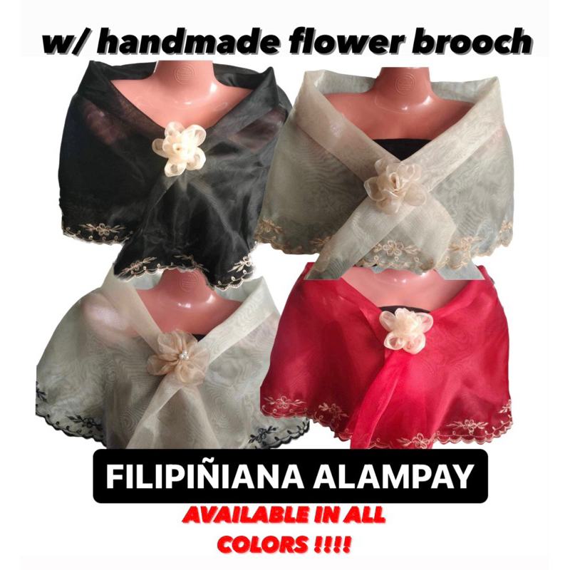 Alampay Filipiniana w/ Handmade Brooch flower for KIDS and ADULTS ...