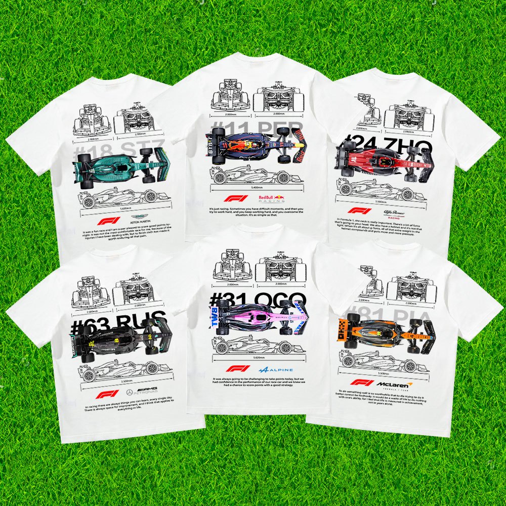 F1 TEE Formula 1 T-shirt Cotton Black Crew Neck Casual JDM-TEE Leclerc ...