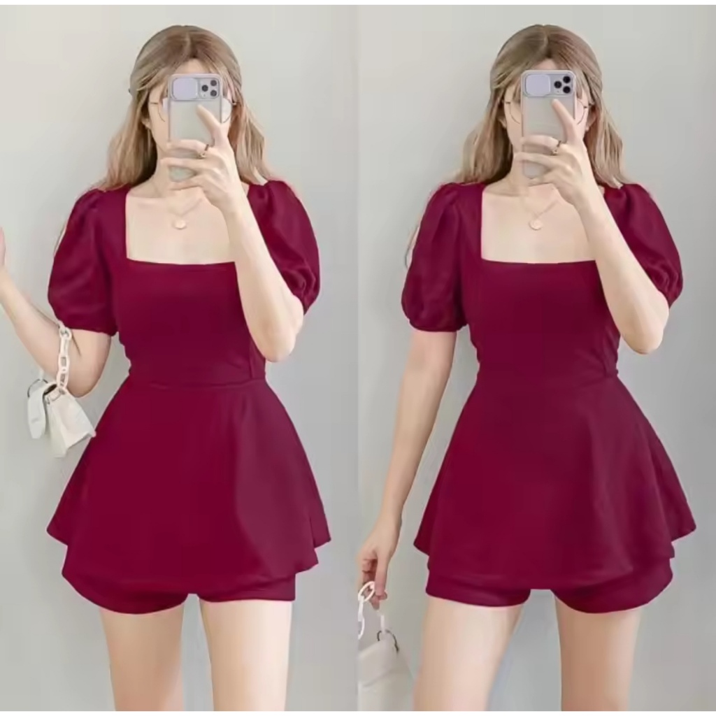 womens clothing terno top and short set coordinates puff sleeve regular ...