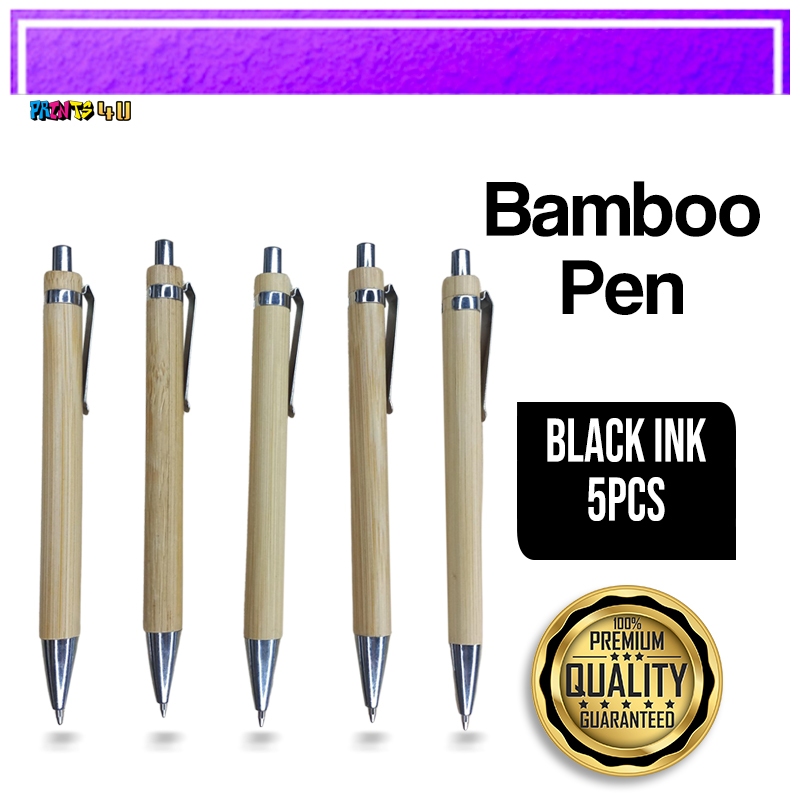 5pcs - Bamboo Pen 1.0mm Ballpoint Neutral Black Ink Refill Ballpen ...