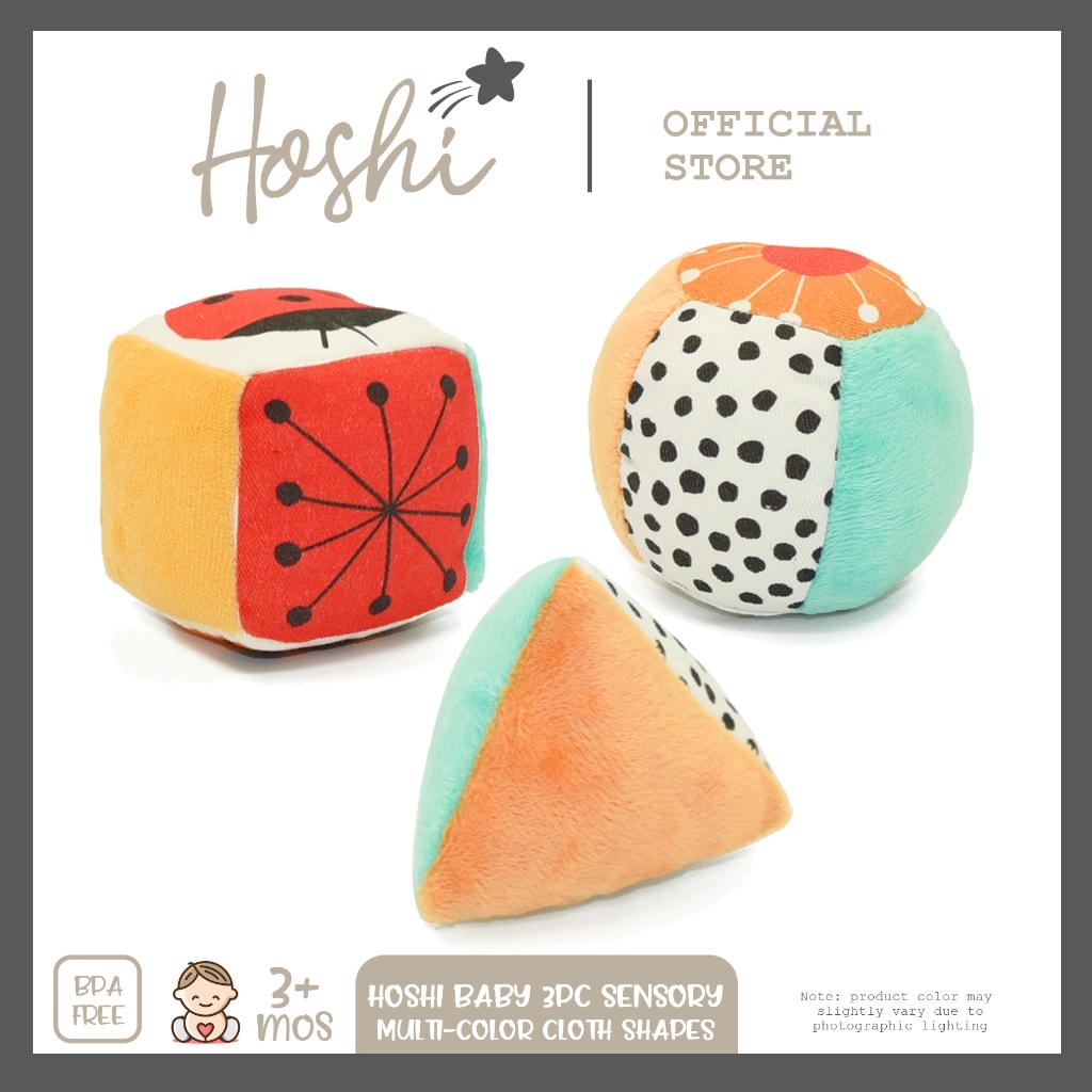 Hoshi Baby 3PC Sensory Multi-Color Fabric Sensory Shapes, Rattle Toy ...