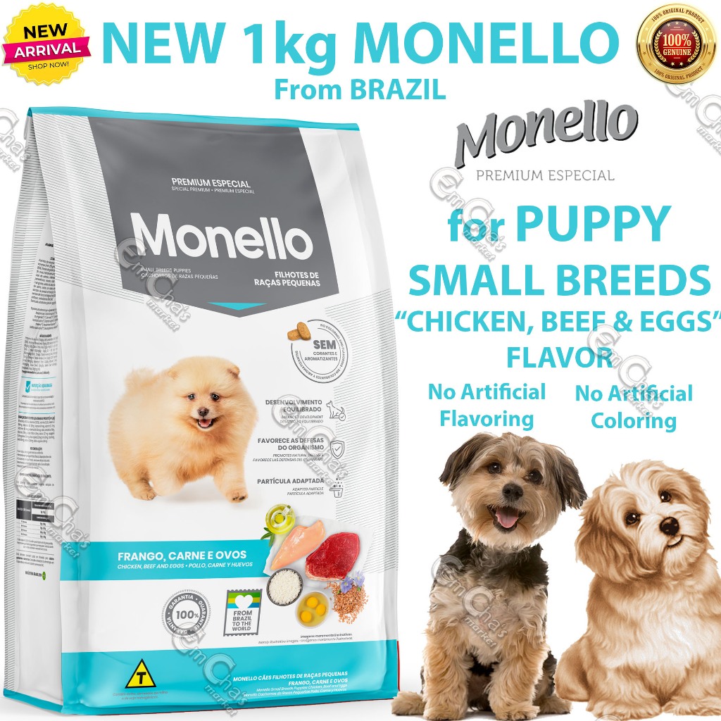 Monello Dog 1kg "Puppy Small Breeds" (Sky Blue Pack) (Chicken Beef Eggs ...