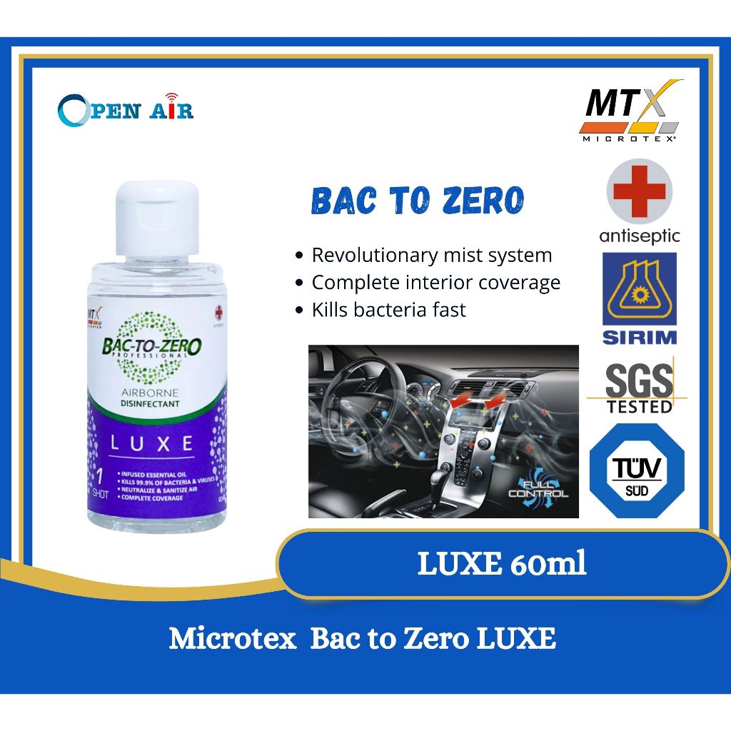 Microtex Bac To Zero LUXE 60ml "Solution Airborne Disinfectant" | Shopee Philippines