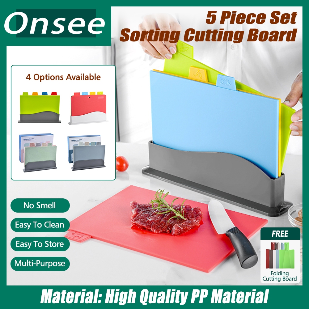 Chopping Board Set Of 5 With Storage Case Color Coded Cutting Board Set ...