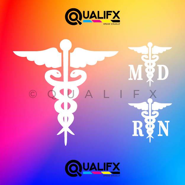 Caduceus Medical Symbol V2 Logo Doctor Registered Nurse RN MD Sticker ...